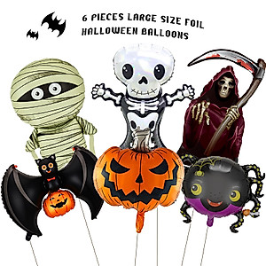 Halloween Balloons - 15 Pcs Halloween Foil Balloons, Bat Ghost Pumpkin Spider Skull Specter Witch Vampire Foil 3D Balloon Kit Decorations, Halloween Decorations for Birthday Party School Home Decor