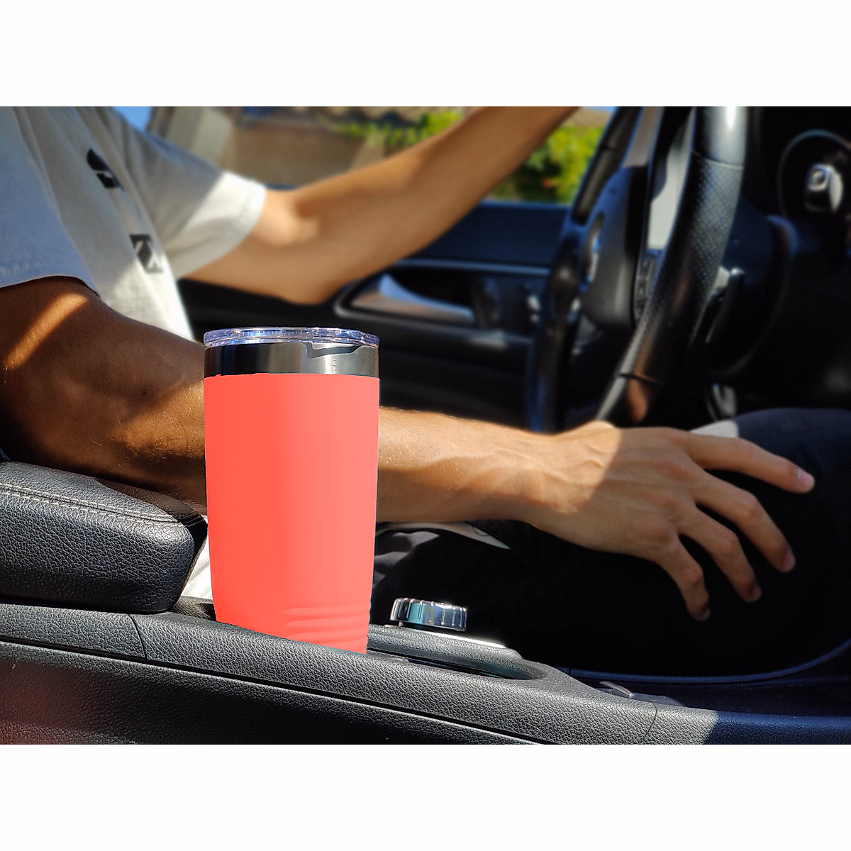 LaserGram 20oz Vacuum Insulated Tumbler Mug, Rat, Personalized Engraving Included (Coral)