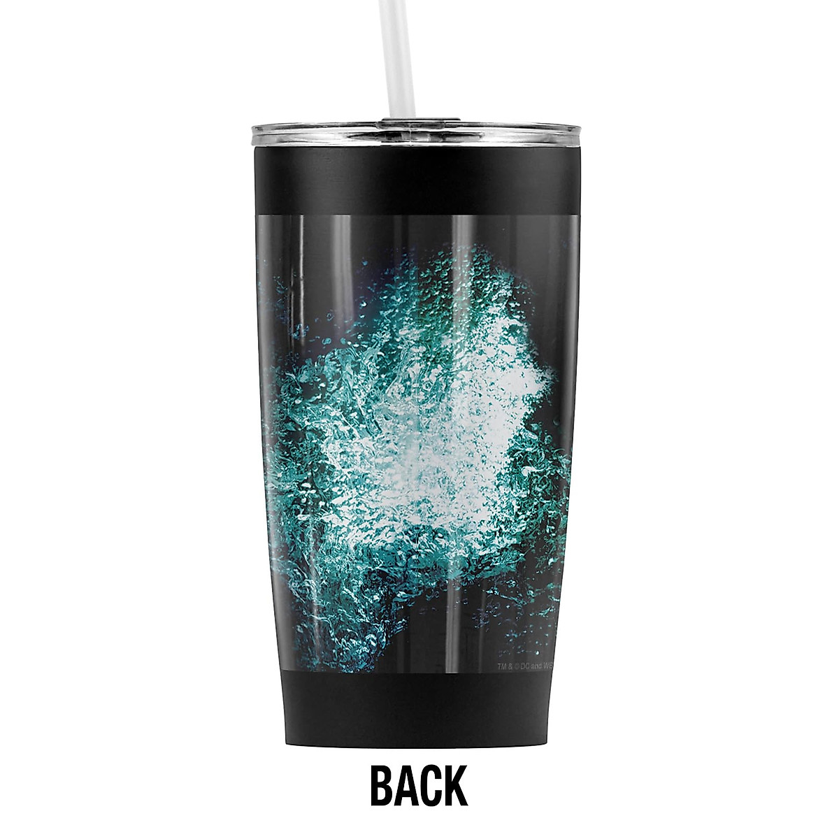 LOGOVISION Justice League Movie Aquaman Logo Stainless Steel Tumbler with Straw and Flip Lid 20 oz, Vacuum Insulated & Double Wall with Leakproof Dual Lid | Great for Iced Coffee and Hot Beverage