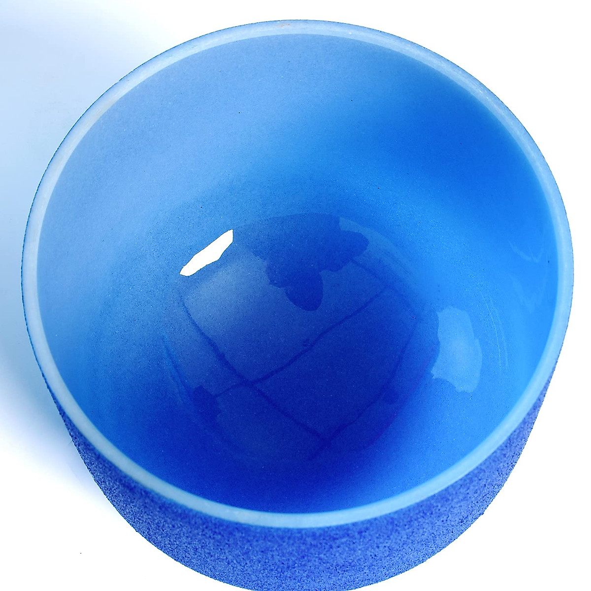 TERRITORY G Note Throat Chakra Blue Colored Quartz Frosted Crystal Singing Bowl 8 inch