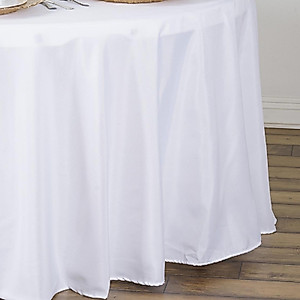 TABLECLOTHSFACTORY 90 Inch White Round Tablecloth - Linens Polyester Table Cloth, Stain and Wrinkle Resistant Washable Table Cover for Wedding, Party, Banquet, and Restaurant
