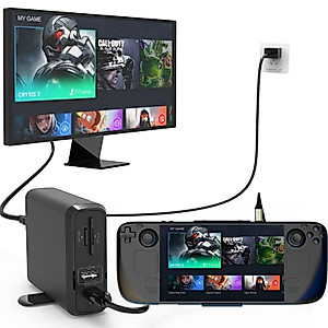USB C Power Docking Station Compatible with Steam Deck,7 in 1 Hub Universal Multiport Adapter with 65W Charger,4k*30HZ/1080P*60HZ HDMI, Dual USB 3.0, TF SD Reader, for Laptop, Tablet, Switch, Phone
