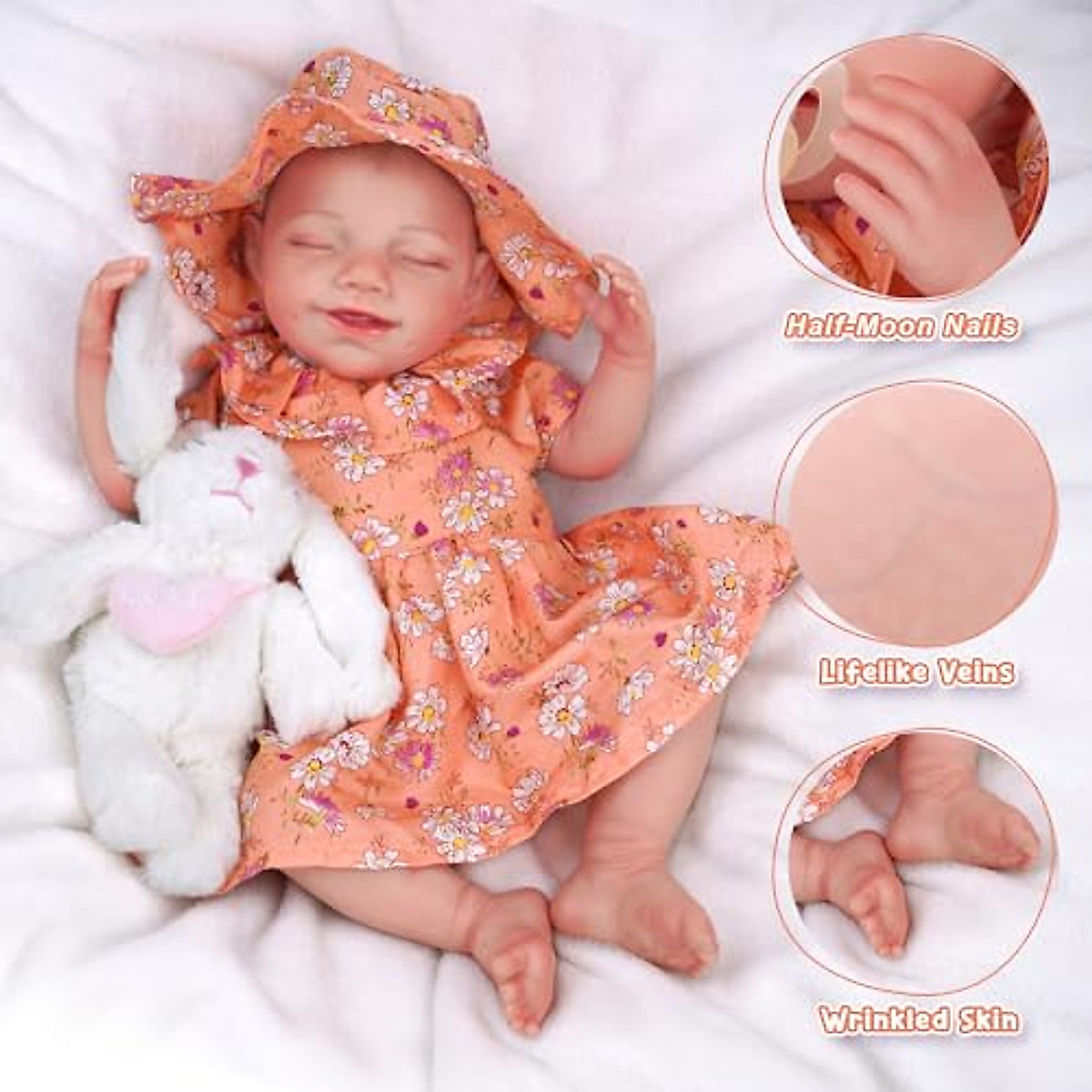BABESIDE Lifelike Reborn Baby Dolls - 20-Inch Soft Full Vinyl Body Realistic-Newborn Sleeping Baby Girl Doll with Toy Accessories Gift Set for Kids Age 3+ & Collection