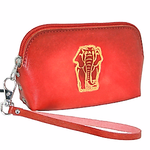 Genuine Leather Elephant Change Purse, Wallet, Handmade Red Elephant Coin Purse