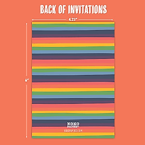 Koko Paper Co Rainbow Baby Shower Invitations and Diaper Raffle Tickets | 25 Fill-in Invitations, 25 Bright White Envelopes and 25 Diaper Raffle Tickets | 75 pcs Total | Printed on Heavy Card Stock.