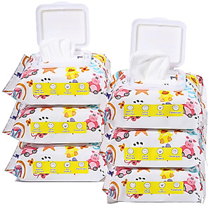 Baby Wipes - HAPPY BUM Saline Baby Wipes, Hypoallergenic, Unscented, 180 Count (6 Packs of 30 Wipes) Saline Nose and Face Wipes