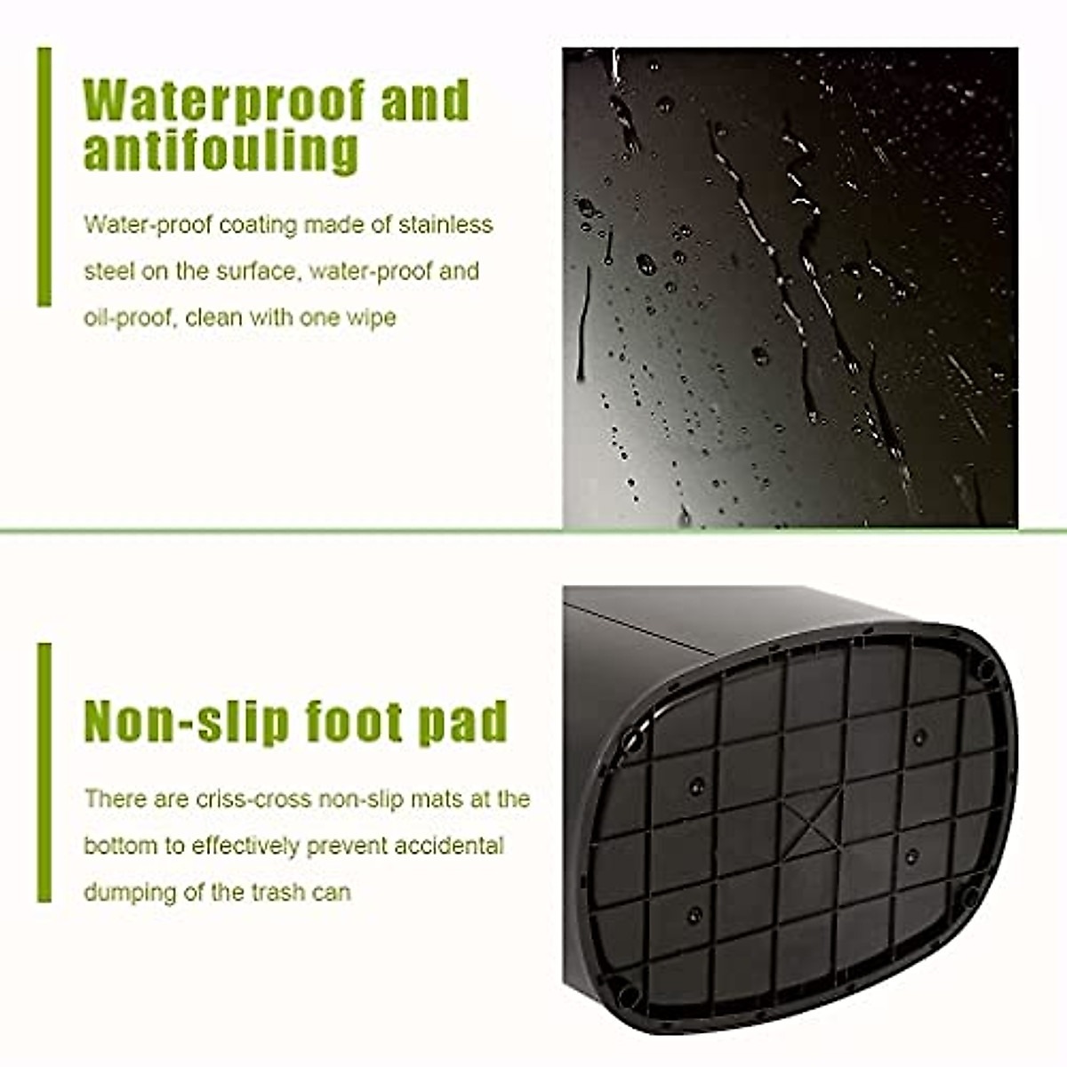 HHS Stainless Steel Kitchen Trash Can Bathroom Bedroom Office Waste Bin with Lid Automatic Sensor Touch Free Garbage Can 13 Gallon 50L, (Black), 11.37 x 16.1 x 25.31 inches (1350R)