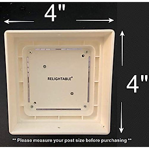 Square Solar LED Light Post Deck Cap 4x4 PVC Fence Style Outdoor Garden Light Landscape Lamp Lawn Vinyl Wood (Black - 2 Pack)