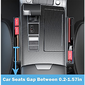MDee Car Seat Gap Filler for Toyota, Universal Fit Car Seat Gap Organizer, Premium Leather Car Seat Storage Box, Adjustable Stop Seat Organizer Drop and Storage Front Seat for Phones, Cards, Keys