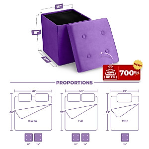 Sorbus Storage Ottoman Bench – Collapsible/Folding Bench Chest with Cover – Perfect Toy and Shoe Chest, Hope Chest, Pouffe Ottoman, Seat, Foot Rest, – Contemporary Faux Suede (Purple)