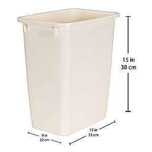 Rubbermaid 21 Quart Traditional Kitchen, Bathroom, and Office Rectangular Plastic Open Wastebasket Trash Can, Bisque (2 Pack)