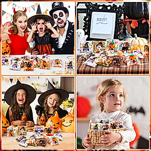 GOMANCHE 200pcs Halloween Treat Bags - Self-Adhesive Clear Cookie Bags Halloween Cellophane Candy Bags for Kids' Candy Party Favors, Snacks & Gifts, 6 Assorted Styles