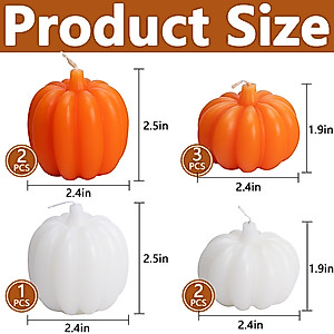 EBaokuup 8 Pcs Fall Pumpkin Shaped Candles,Thanksgiving Unscented Pumpkin Candles,White Orange Pumpkin Candles for Halloween Party Home Decoration Holiday Atmosphere