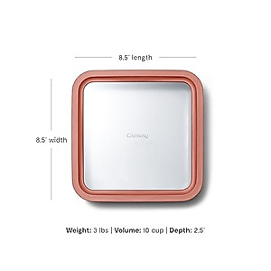 Caraway 2pc Glass Food Storage Set - 10 Cup Food Containers (2) - Ceramic Coated - Non Toxic, Non Stick Lunch Box with Lids. Dishwasher, Oven, & Microwave Safe - Perracotta