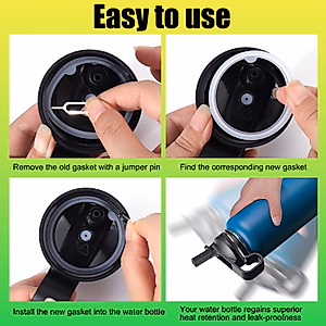 Vodolo Lid Gasket Replacement for Thermoflask 24oz/32oz/40oz/64oz,9 PCS Water Bottle 3 Sets Silicone Gaskets Each with Pick for Water Bottle Straw Lid, Chug Lid & Chug Spout