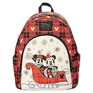 Loungefly Disney Holiday Mickey and Minnie Mouse Double Strap Shoulder Bag Purse - Entertainment Earth Exclusive