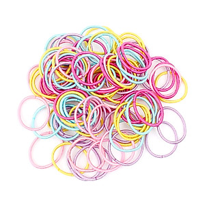 YEEPSYS Kids Hair Ties, 100 pcs Hair Elastic Bands for Toddler and Girls , Baby Multicolor Small Seamless Hair Bands Elastic Ponytail Holders (100 Pcs, Bright Multicolor)