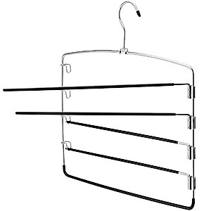 SINJEUN 8 Pack Pants Hangers Slacks Hangers Space Saving Hangers 5 Layers Pants Hangers, Swing-Arm Pants Hanger Plastic Dip Coating Space Saver Hangers for Trousers Jeans Towels Black