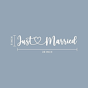 Vinyl Decal 26X5 Just Married Car Decorations, Removable, Elegant Just Married Decorations Add Sparkle to Any Event, Bridal Shower, Church Wedding Reception, Honeymoon Getaway