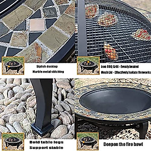 LEAYAN Garden Fire Pit Grill Bowl Grill Barbecue Rack Outdoor Fire Pit Garden Wood Burning Fire Bowl, Portable Outdoor Heating Fireplace, Used for Outdoor Cooking and Campfire