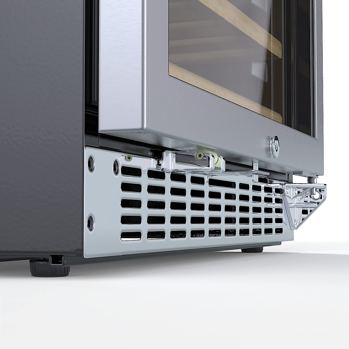 KoolMore 24” Inch 9.7 Cu.Ft. Dual Zone Wine Cooler Refrigerator, Freestanding or Built-In Unit, Tempered Glass and Door Lock (KM-CW92DZ-SS), Silver, 92 Wine Bottles