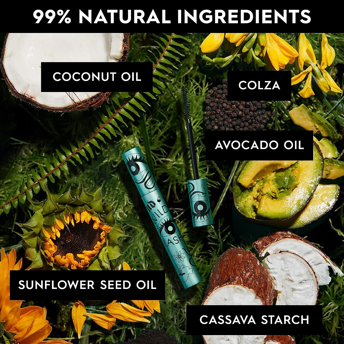 Urban Decay Wild Lash Plant-Powered Volumizing Mascara, Black - 16HR Wear, Smudge, Transfer & Flake Resistant - Vegan Formula with Sunflower Seed, Avocado & Coconut Oil
