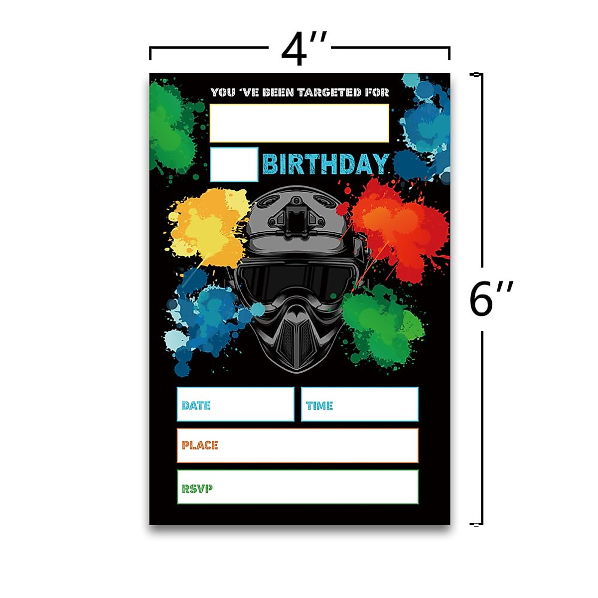 FujLoy Paintball Birthday Party Invitations, Paintball Invitations, Paintball Theme Birthday.（065）