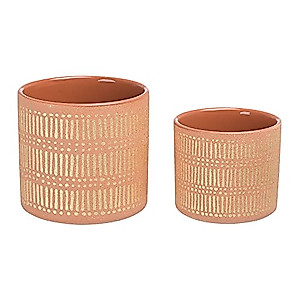 Main + Mesa Stoneware Pots with Gold Pattern, Set of 2