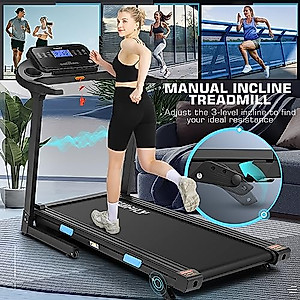 FUNMILY Folding Treadmill with Incline, Treadmill 300 lb Capacity