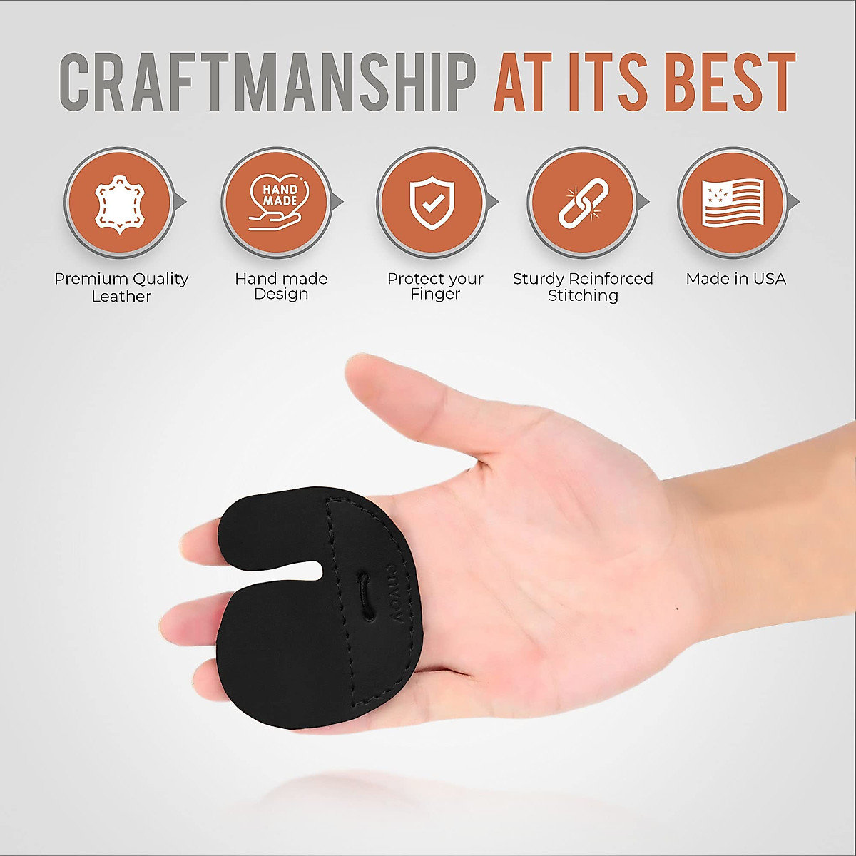 Envoy Archery Finger Tab, Genuine Leather Finger Guard for Shooting Practice, Recurve and Compound Bow String Protection, Made in USA, Black