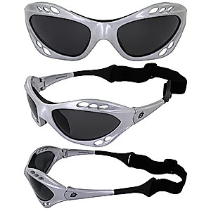 Birdz Eyewear Polarized Goggles Kite Surf Water Sport Surfing, Kayaking, Jetskiing PWC Personal Water Craft Silver Frame