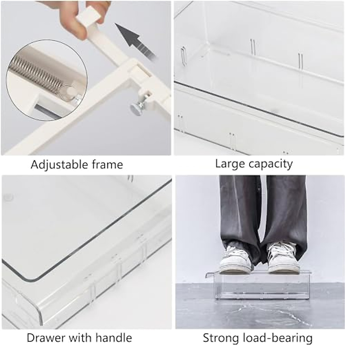 Colacoo Pull Out Fridge Drawer Organizer Refrigerator Drawer Organizer - Pull Out Fridge Shelf Storage Box Organizer with Handle for Egg Fruit Vegetable (Clear, No compartments)