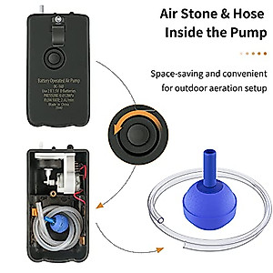 Uniclife Aquarium Air Pump Battery-Operated with Air Stone and Airline Tubing Portable Outdoor Fishing Oxygen Pump for 30 Gallon Fish Tank