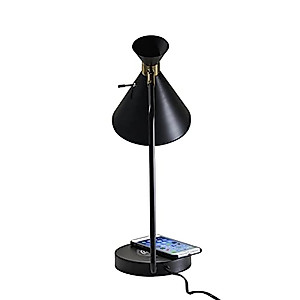 Adesso 4507-01 Maxine Desk Lamp Wireless Charging, 7W LED, 5W QI, USB Port, Indoor Lighting Lamps