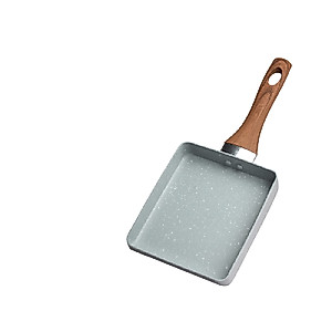 Japanese Style Frying Pan Square Maifan Stone Pot Non-stick Pan 13X18cm黑色木纹柄