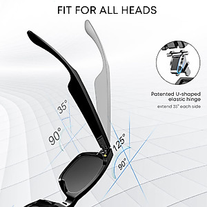 Bluetooth Sunglasses, Blue Light Filtering & Polarized Sunglasses, Smart Glasses with Open Ear Audio, Built-in Mic & Speakers, 6H Battery, Adjustable Touch Frame, for Men Women Home Office Sport