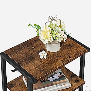 HOOBRO Mobile Printer Stand, 3-Tier Printer Cart Under Desk with Storage, Industrial Adjustable Rolling Cart for Home Office, Rustic Brown and Black BF28PS01-BF23PS01