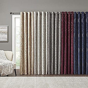 Sun Smart Mirage 100% Total Blackout Single Window Curtain, Knitted Jacquard Damask Room Darkening Curtain Panel with Grommet Top, 50 x 108 in, Silver