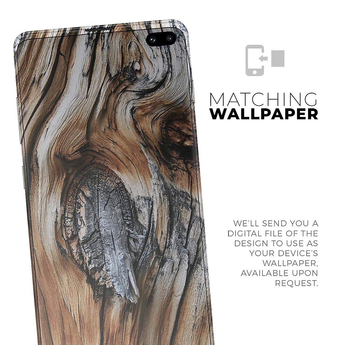 DesignSkinz Raw Aged Knobby Wood Protective Vinyl Decal Wrap Skin Cover Compatible with The Samsung Galaxy S20 (Screen Trim & Back Glass Skin)