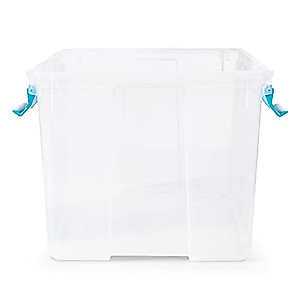 54 Quart Clear Plastic Stackable Storage Container Box Bin with Air Tight Gasket Seal Latching Lid Long Term Organizing Solution, 4 Pack