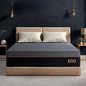 EGOHOME 12 Inch Full Mattress, Copper Gel Cooling Memory Foam Mattress for Back Pain Relief,Therapeutic Double Mattress Bed in a Box, Made in USA, CertiPUR-US Certified, 54x75x12 Black