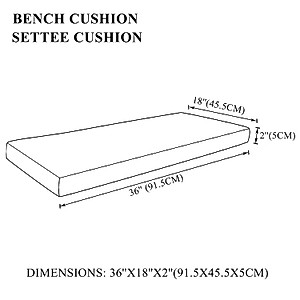 Bench Seat Memory Foam Chair Pads Non-Slip Rubber Back Indoor Swing/Settee Cushion 36 x 18 inch