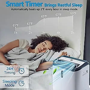 Rintuf 14000 BTU ASHRAE Portable Air Conditioner, Portable AC Cools to 700 Sq.ft Room, AC Unit for Cooling & Dehumidifier & Fan, With LED Display Remote Control, Window Kits, Universal Wheels