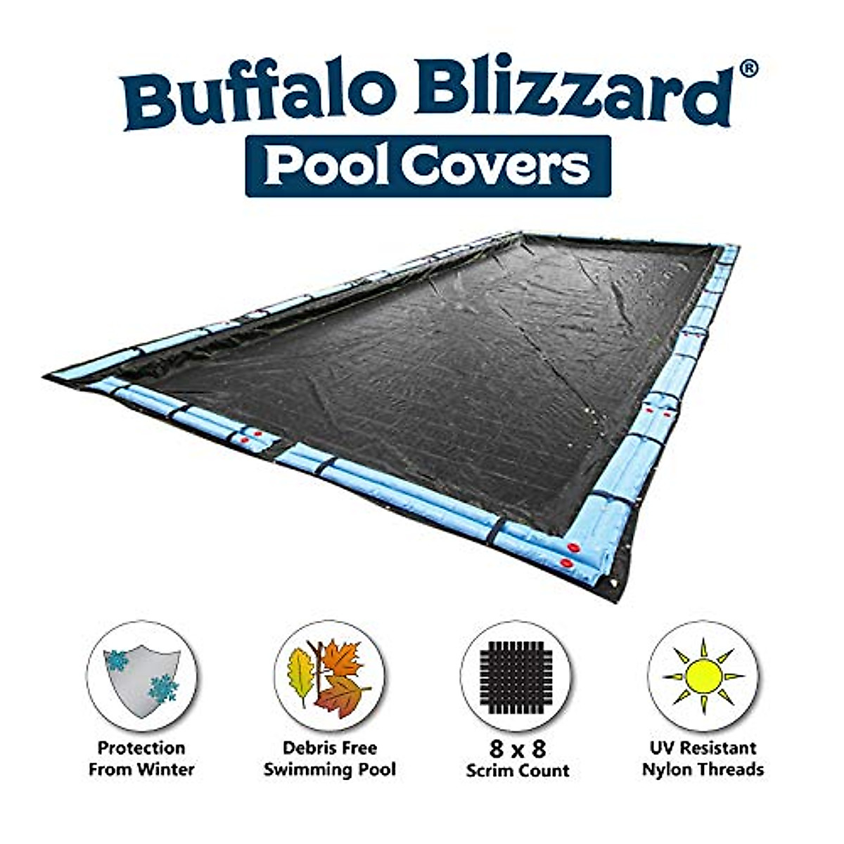Buffalo Blizzard Deluxe Winter Cover for 30-Foot-by-50-Foot Rectangle In-Ground Swimming Pools | Blue/Black Reversible | All Covers Include 5-Feet of Overlap to Measure 35-Foot-by-55-Foot