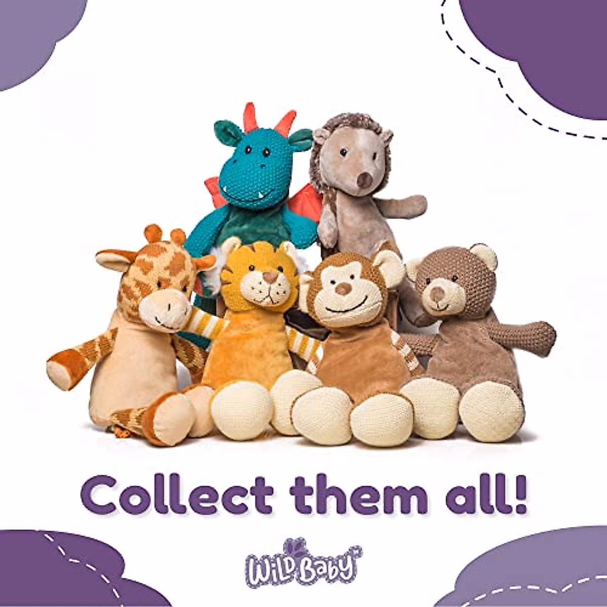 WILD BABY Dragon Weighted Stuffed Animals - Microwavable Animals with Lavender, 10 inch Heatable Plush for Kids - Soft, Cuddly, Warming Stuffed Animal for Baby - Gift Box Ready