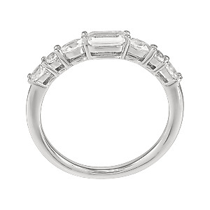 Welry Geometric Created White Sapphire Band Ring in Sterling Silver, Size 10, Size 10