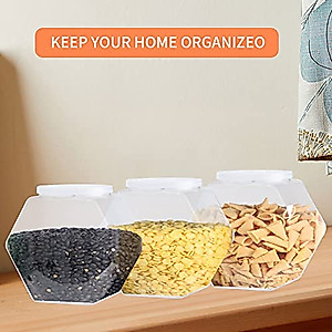 CAGSIG Candy jars with lids 8 Pack Plastic Candy Jars with Lid, Hexagon Candy Jars Cookie Jars for Kitchen, Clear Candy Containers for Snacks, Candy, Cookie, Dog Treats, Craft and Sewing Supplies, Coffee Pod, Laundry Pod ( 30 OZ)