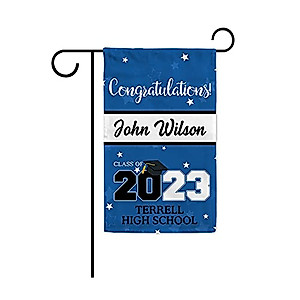 MALIHONG Personalized Graduation Garden Flag Vertical Double Sided 12.5x18 Inch Congratulations Class of 2023 Banner Sign with Grad Cap Season Yard Outdoor Decoration, 16 Colors Optional