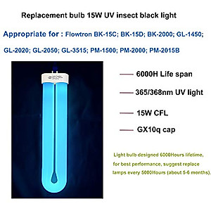 BF35 Replacement BL Bulb, 7.5 inch Length, Compatible for Flowtron BK-15D, Stinger FP15, TZ15,BB-15WHT,15W U Shape BF35C