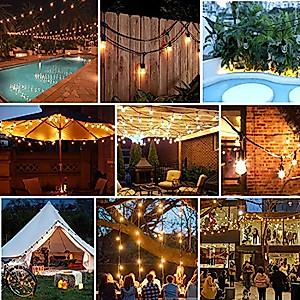 96FT(48×2) 2-Pack LED Outdoor String Lights with Waterproof Shatterproof Dimmable 2700K Warm White Filament Bulb, E26 15 Sockets Linkable Commercial Grade Hanging String Lights for Patio Deck Backyard